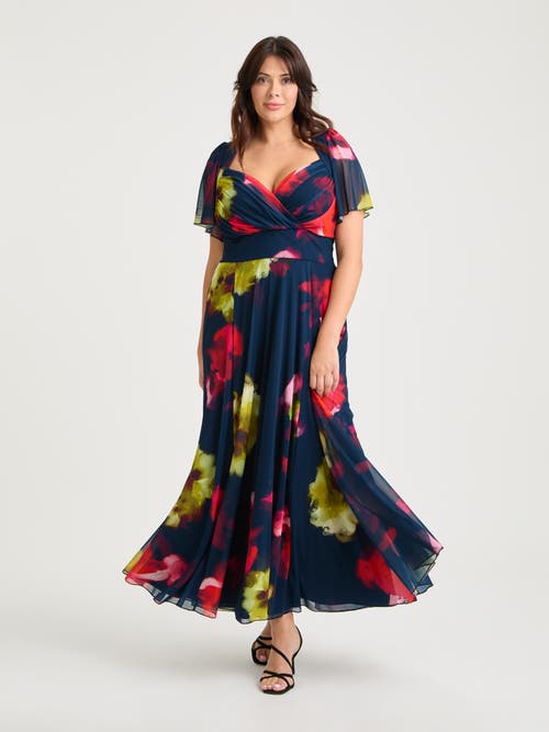 SCARLETT & JO Scarlett & Jo Kemi Printed Wrap Bodice Maxi Gown